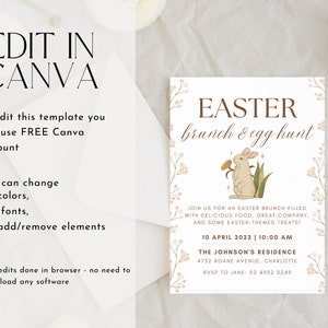 Editable Easter Egg Hunt Invitation, Digital Canva Template, Pastel ...