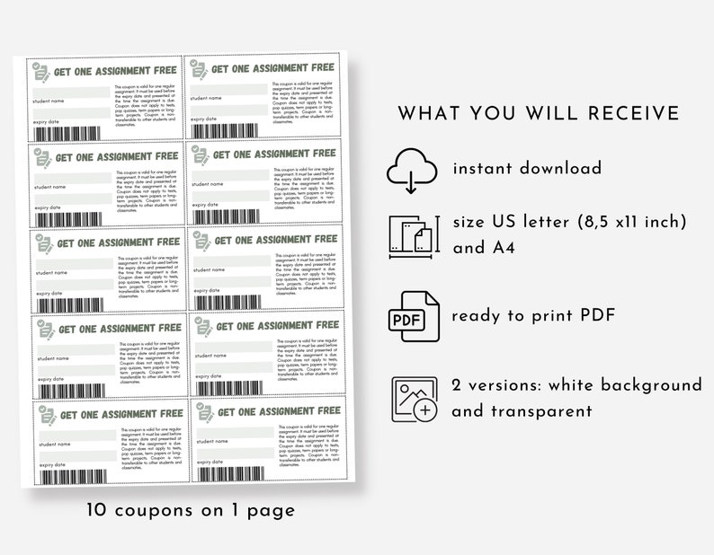 Homework Pass Coupon: One Free Assignment, Classroom Reward (PDF) - Etsy