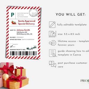 EDITABLE Santa Delivery Label, Christmas Box Label Template, Elf Mail ...