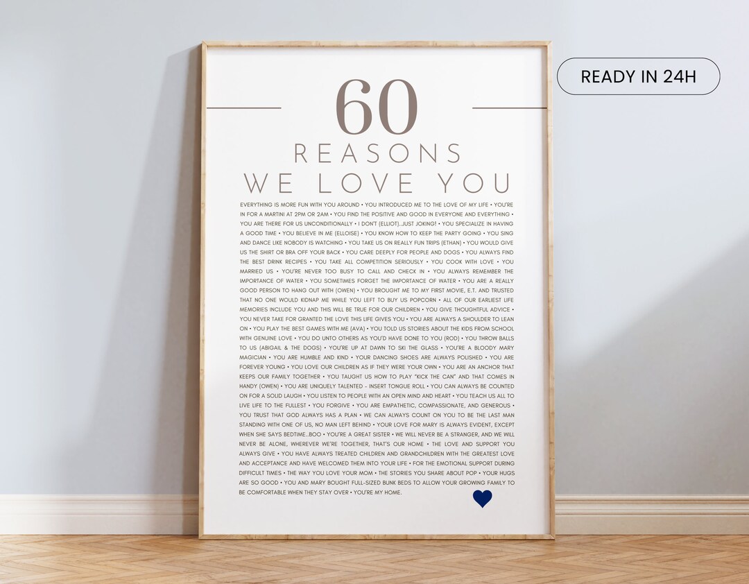 60 Reasons We Love You Digital, 50 Reasons We Love You Printable PDF ...