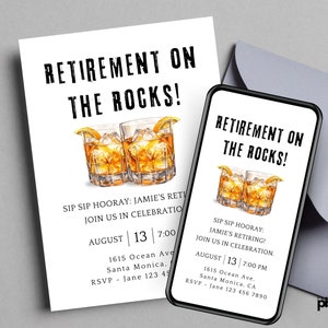 Retirement Cocktail Party Invitation Template: Editable Farewell Invite ...