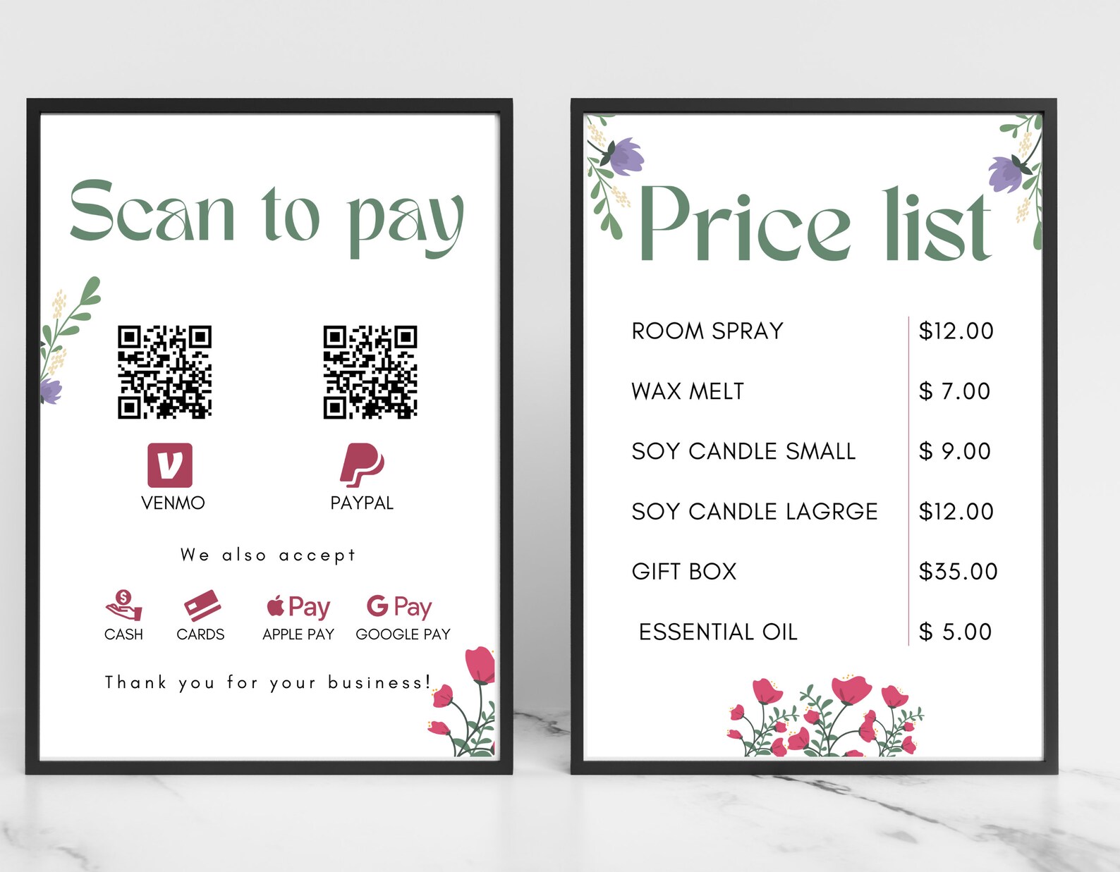 Craft Show Vendor Template Bundle: Price List, Order Form (digital ...