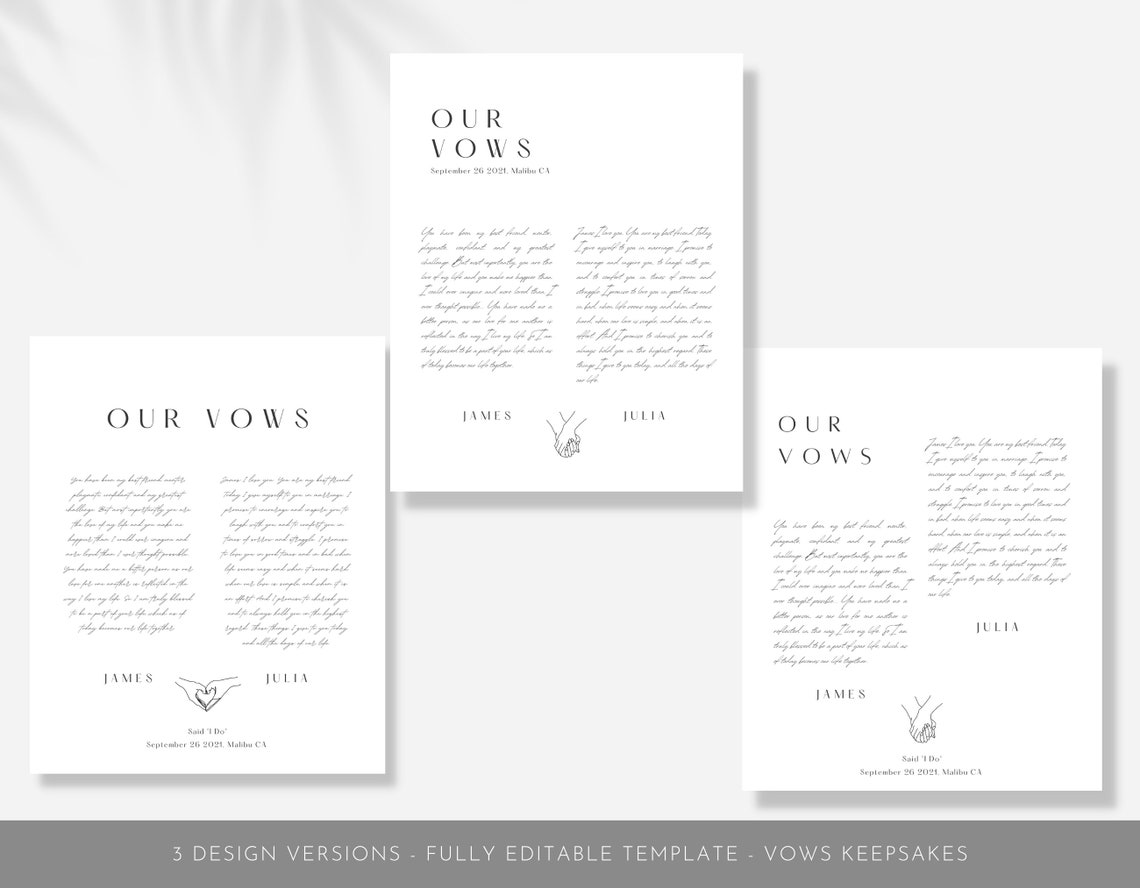 Wedding Vows Printable Poster First Anniversary Gift for - Etsy