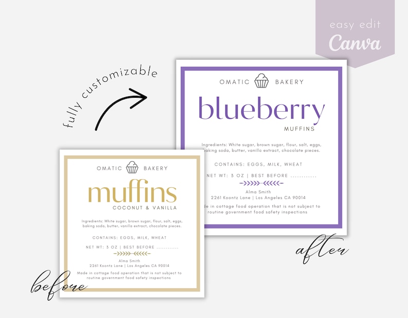 Cupcake Homemade Label Cottage Law Food License Label Home - Etsy