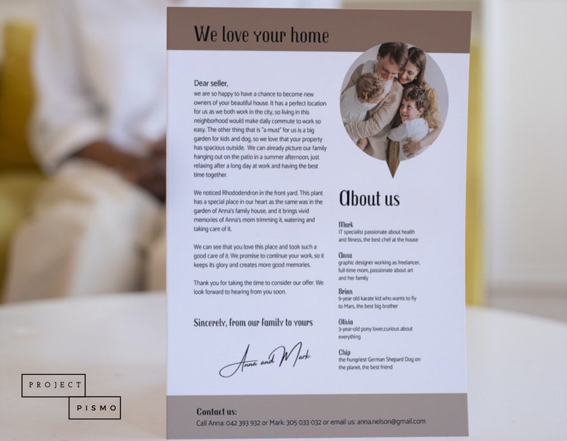 Home Offer Letter Template Letter to Seller Home Offer Cover - Etsy