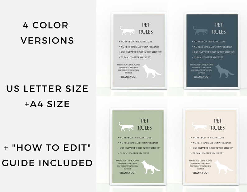 Pet Rules Sign Airbnb Template Elegant Short Term Rental Sign - Etsy