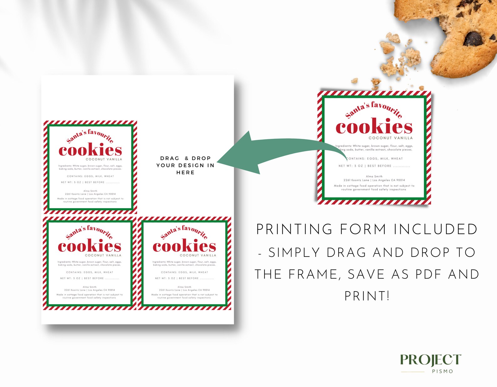 Christmas Cookies Square Label Muffins Cottage Law for Food - Etsy