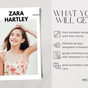 Kids Comp Card, Young Girl or Boy, Teen Model Portfolio, Casting Card ...