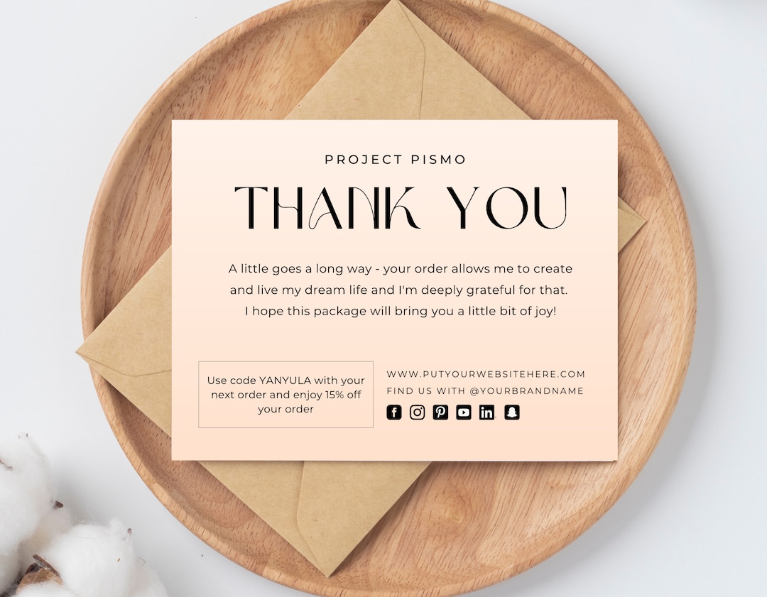 Thank You Note - Order Insert and Cookie Care Card for Home Bakery ...