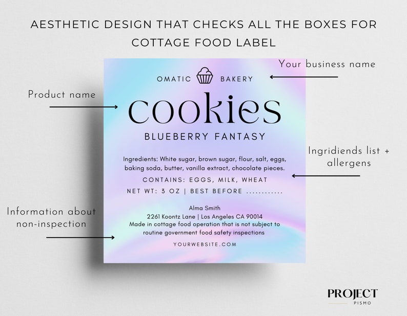 Editable Cookie Label Card Canva Template Cookie Card - Etsy
