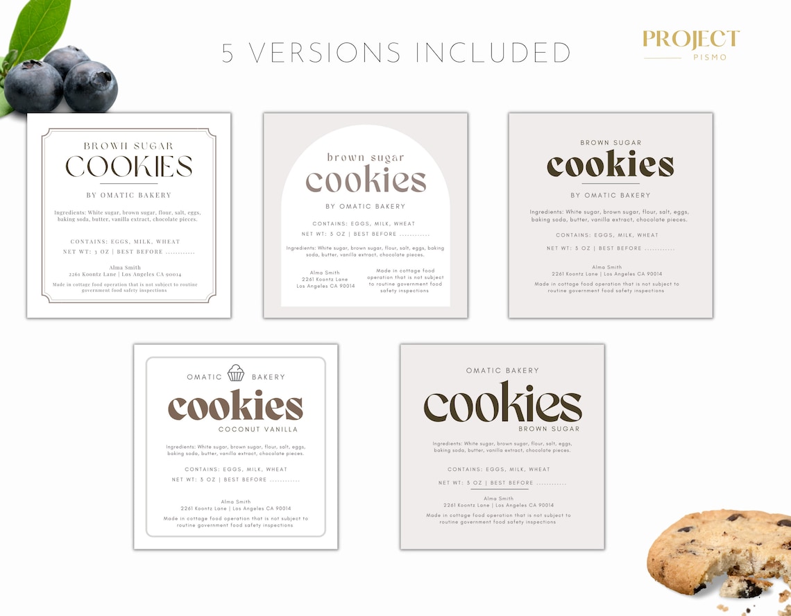 Home Bakery Cookie Sticker Cottage Food Law Label Template - Etsy