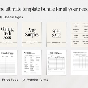 Business Printable Bundle for Market Vendor - Editable Template ...