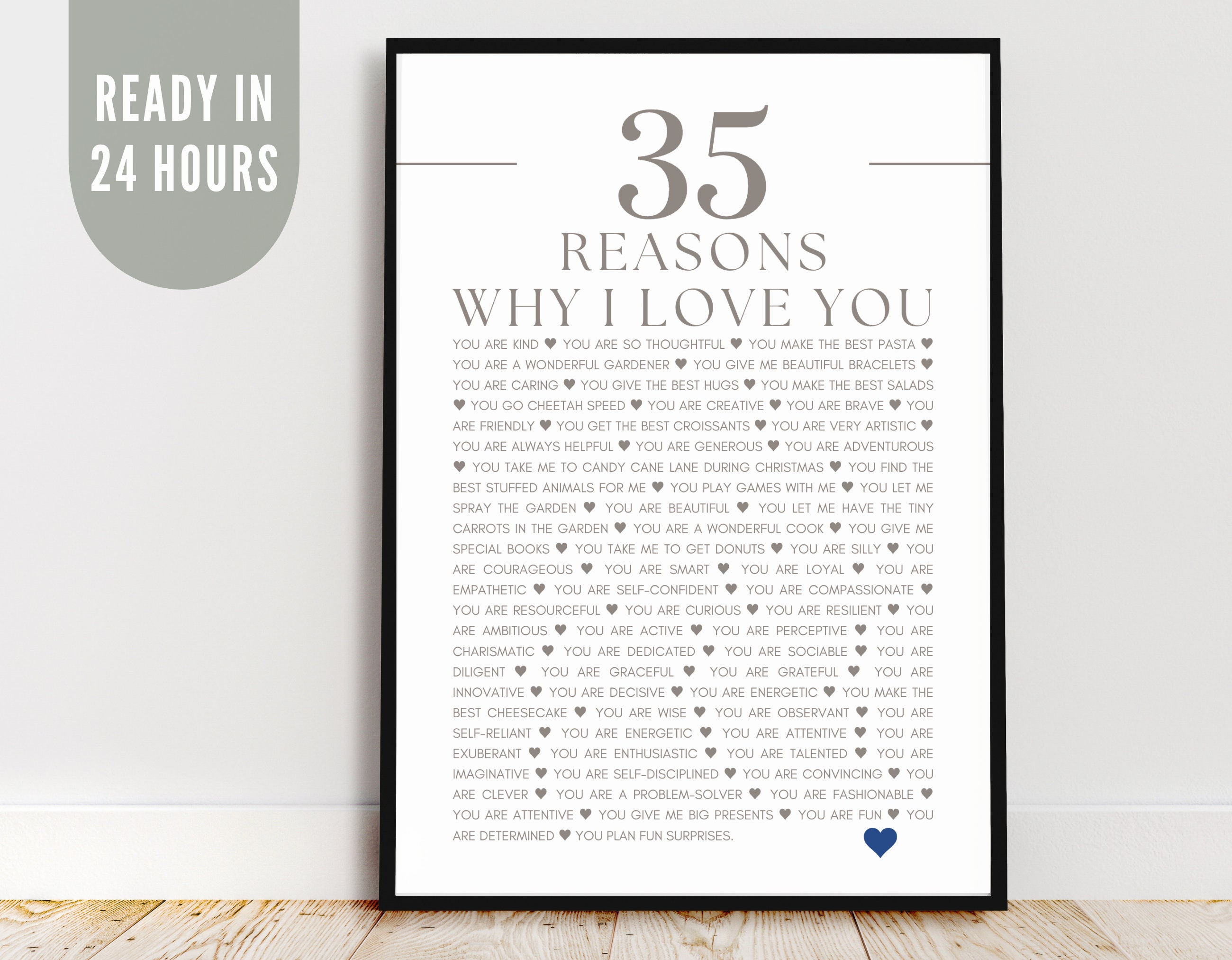 24H READY Reasons Why I Love You Poster Customized for 35th - Etsy