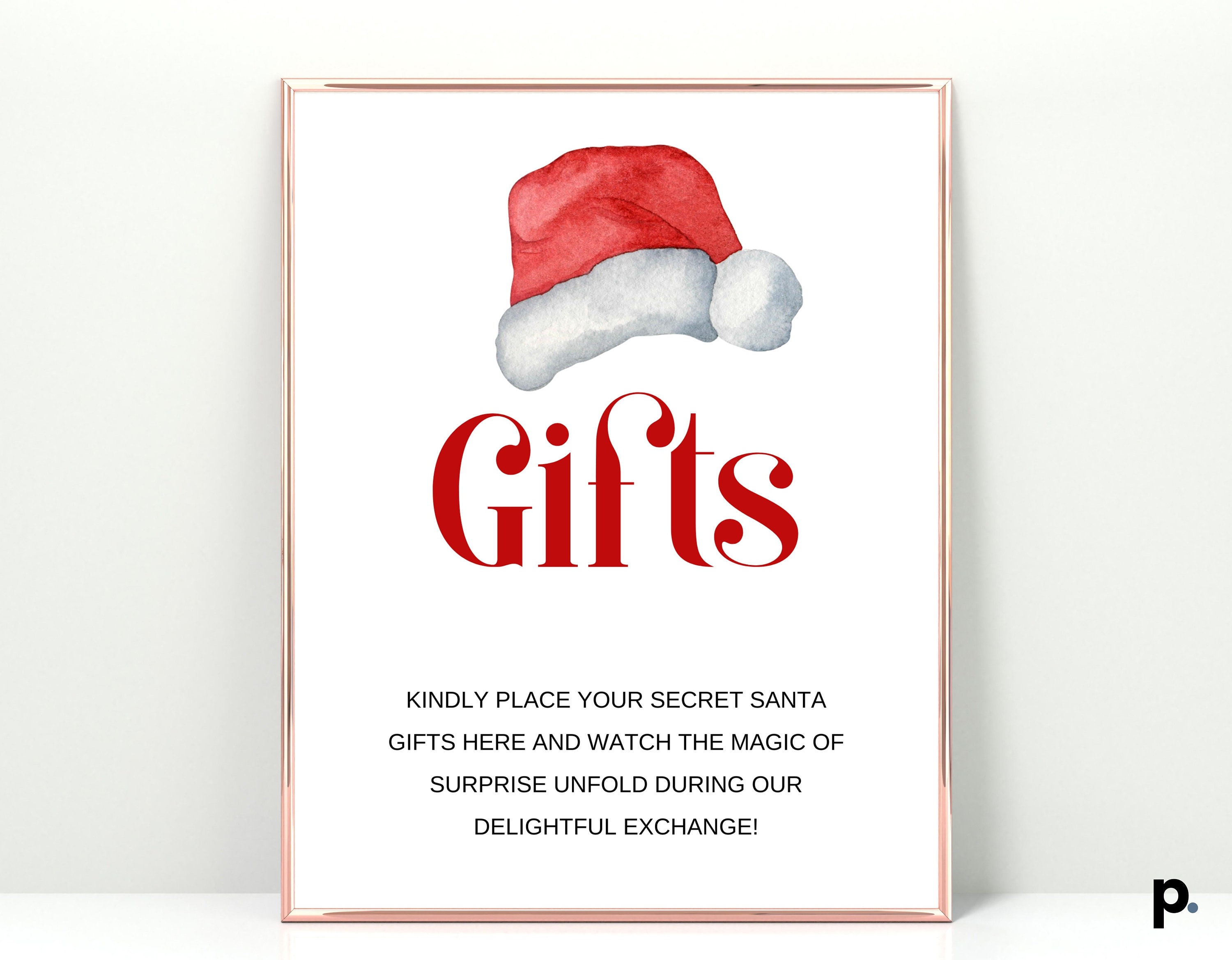 Secret Santa Gifts Sign, Christmas Editable Sign Template, Printable ...