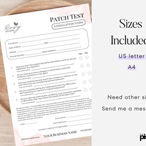 Editable Patch Test Waiver Form - Canva Template for Skin Sensitivity ...