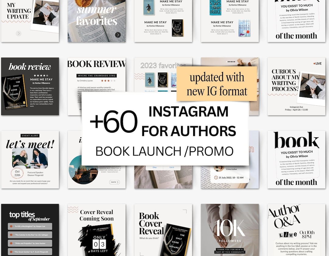 Social Media Templates for Authors, Canva Templates for Instagram Post ...