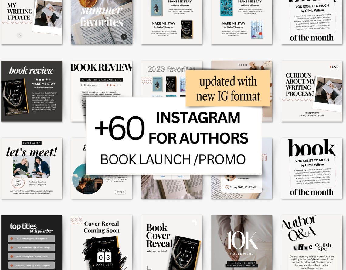 Social Media Templates for Authors, Canva Templates for Instagram Post ...