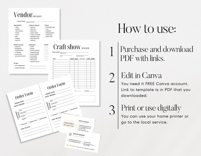 Business Printable Bundle for Market Vendor - Editable Template ...