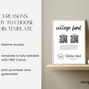 College Fund Sign With Scan to Pay QR Code, Graduation Party Table ...