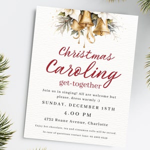 Christmas Caroling Event Invitation, Printable Winter Holiday Carol ...