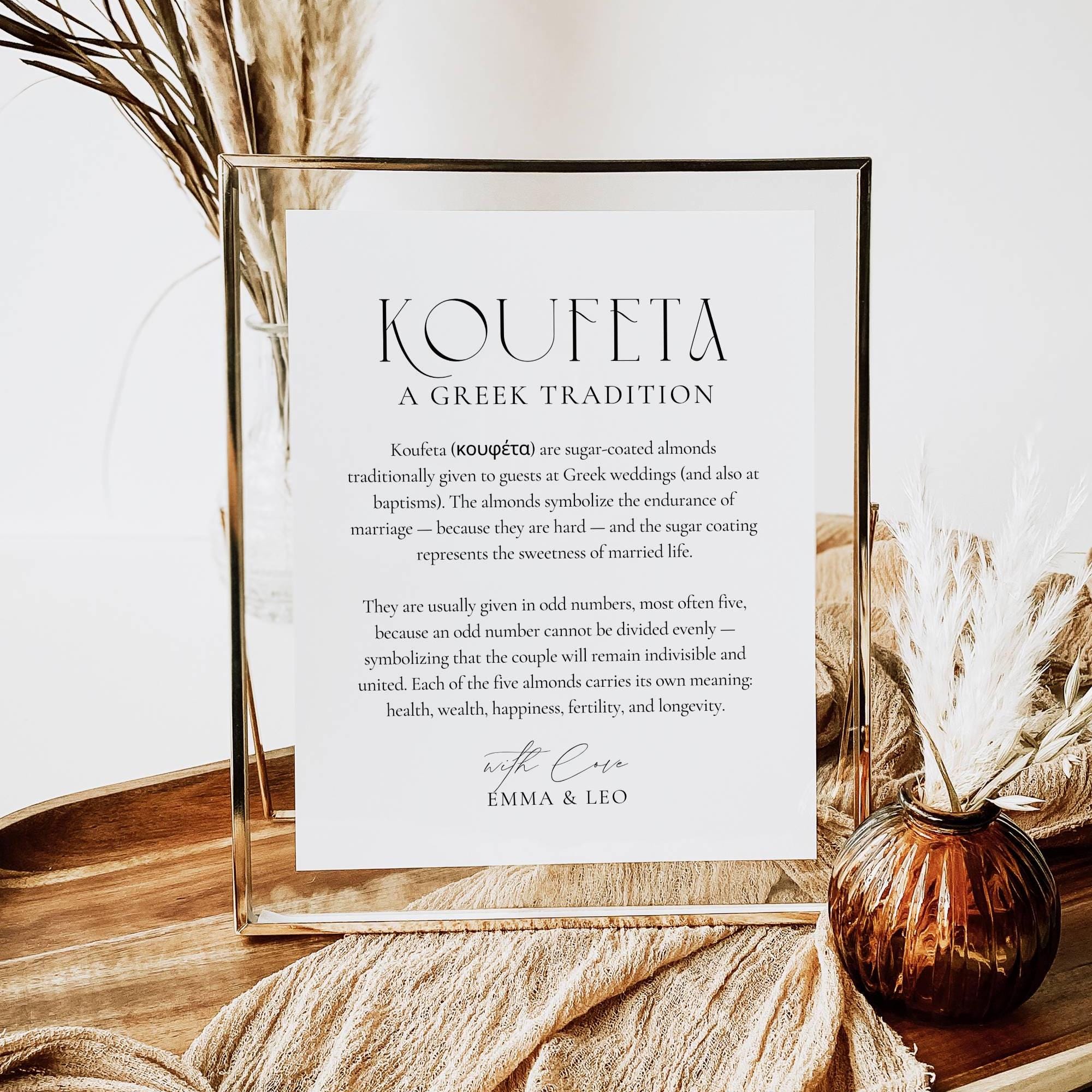 Minimal Greek Koufeta Table Sign, Editable Canva Template, Elegant ...
