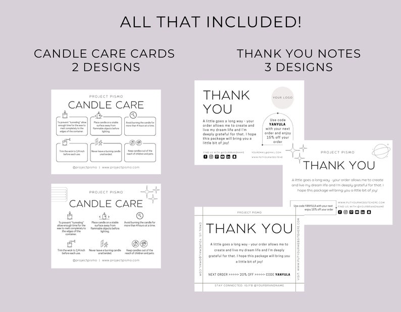 Candle Care Card Editable Template Canva Printable Candle - Etsy