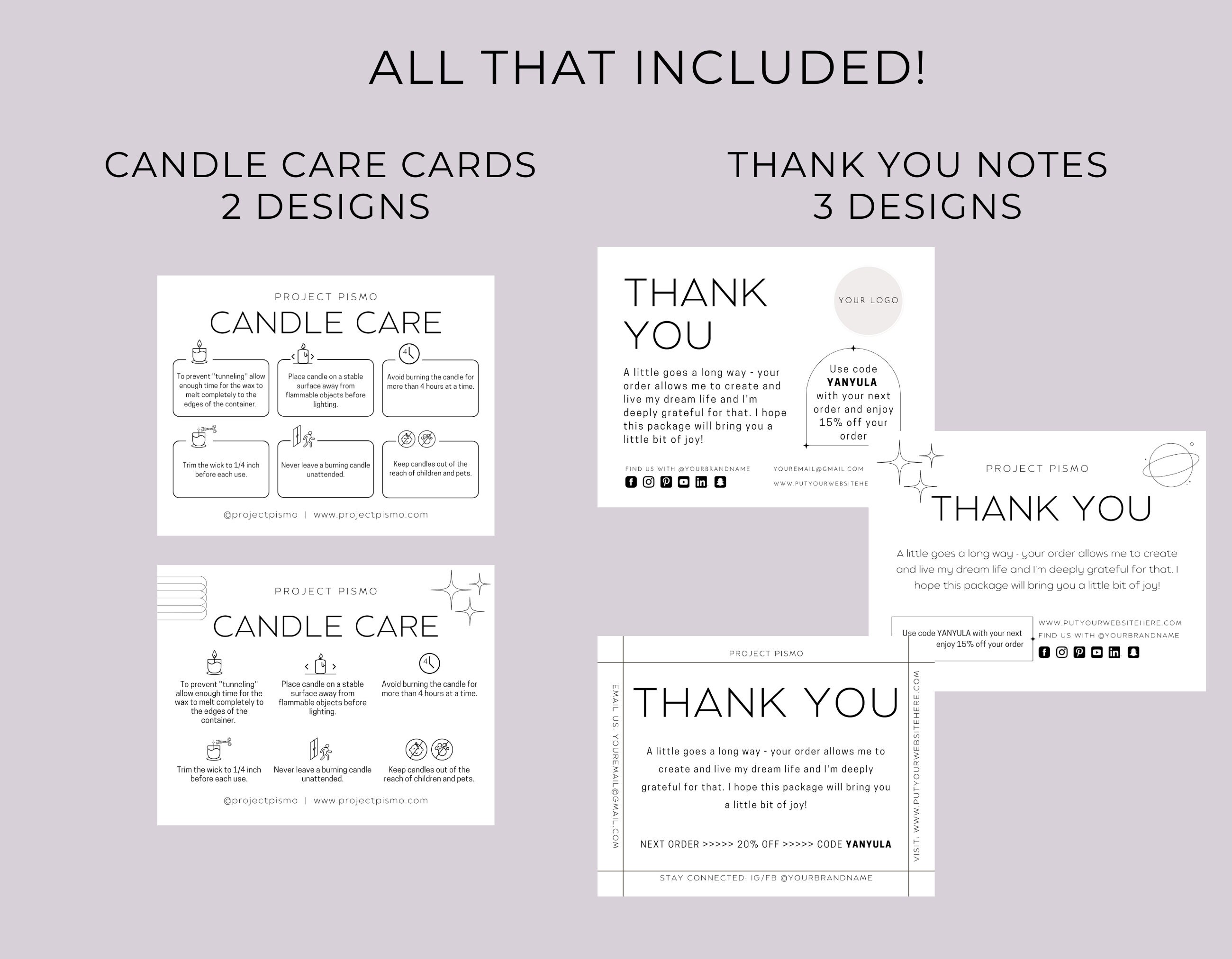 Candle Care Card Editable Template Canva Printable Candle - Etsy