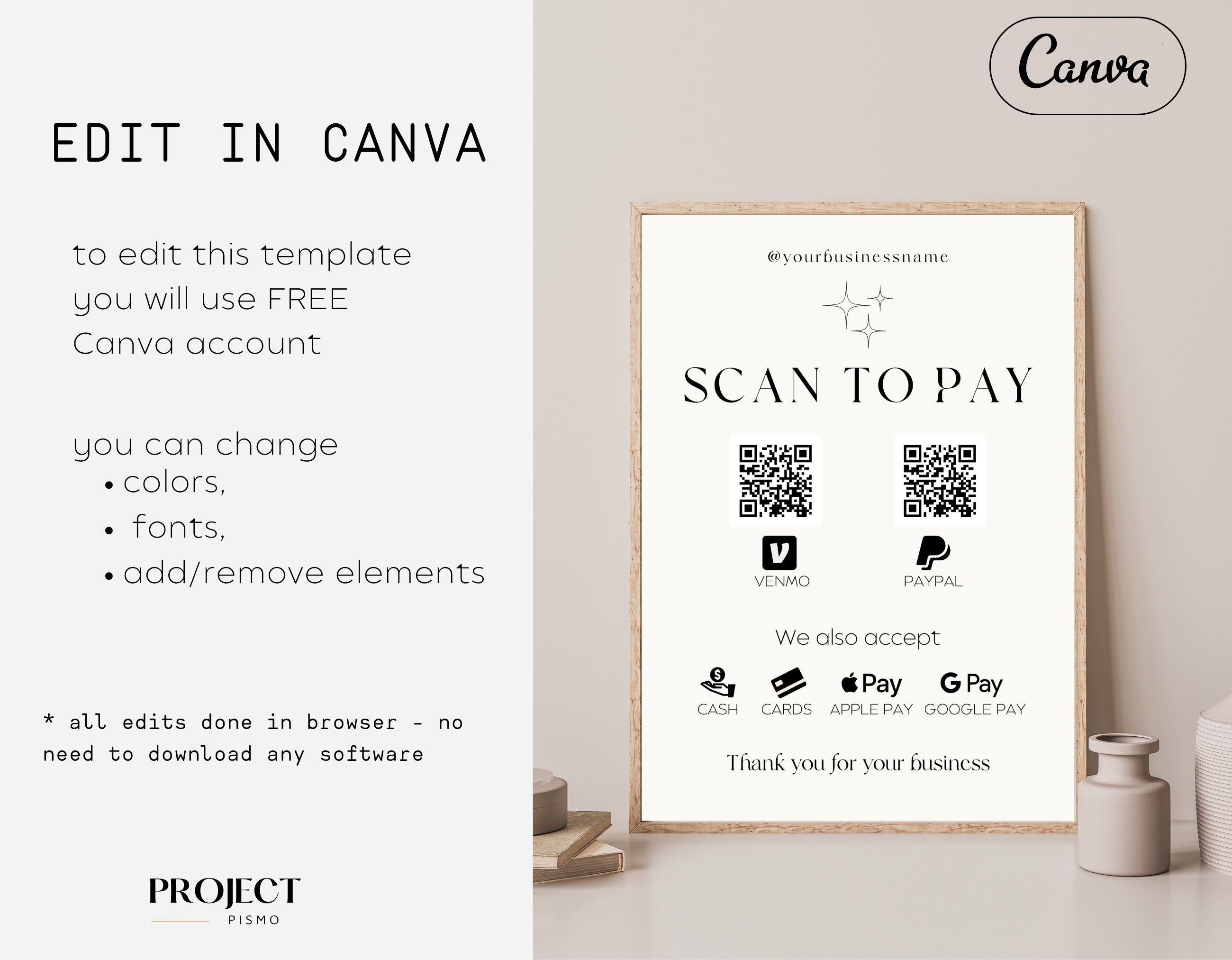 Minimalistic Scan to Pay Sign INSTANT DOWNLOAD Printable QR - Etsy