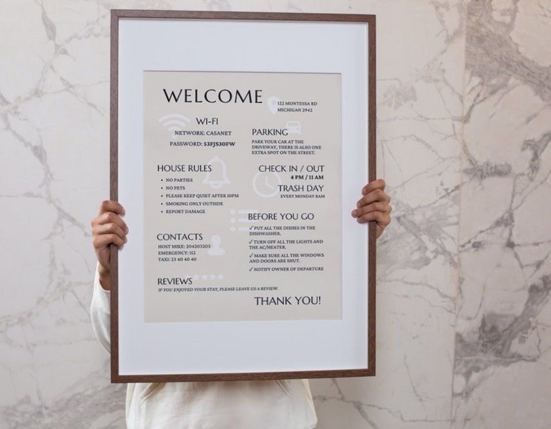Welcome and House Rules Template for Airbnb Elegant | Etsy