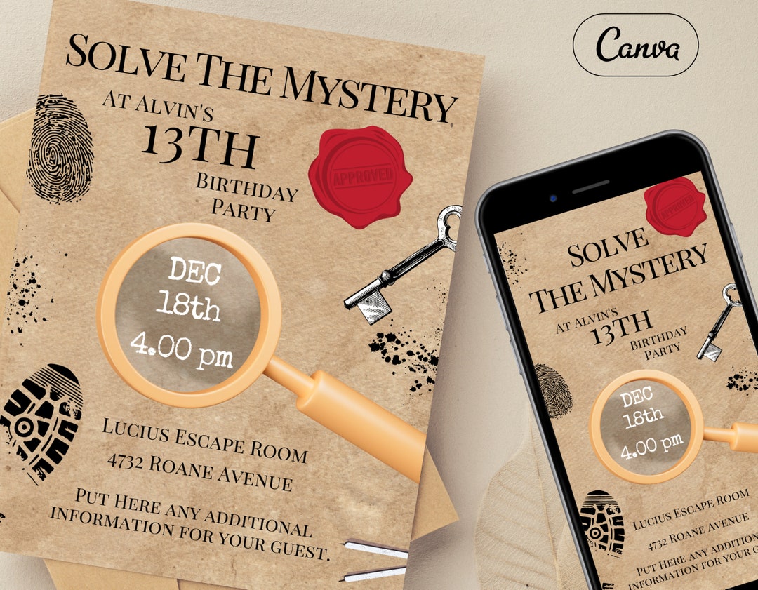 Escape Room Invitation, Editable Template, Escape Game Party Activity ...