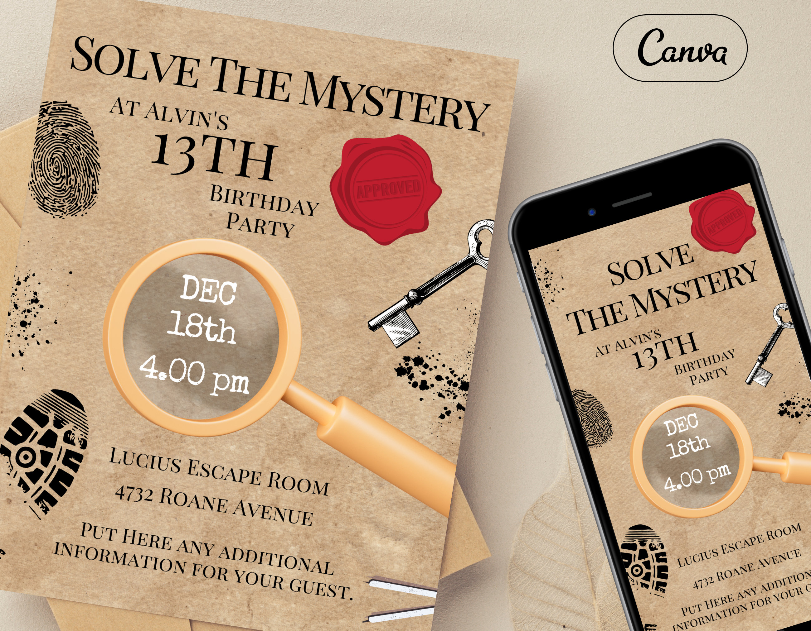 Escape Room Invitation Editable Template Escape Game Party - Etsy