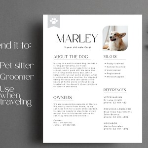 Editable Dog Resume, Pet Bio Cv, Renting Dog Profile, Foster Cat Bio ...