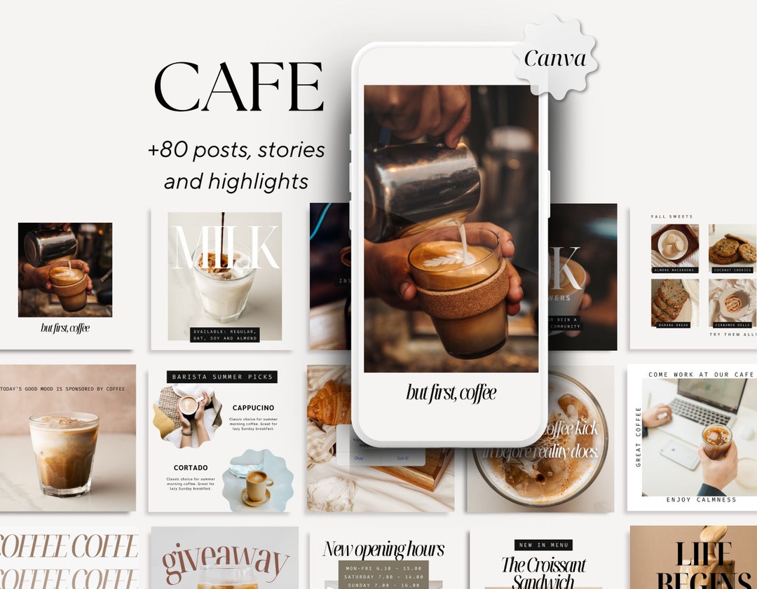 Coffee Shop Instagram Post and Stories Canva Templates Coffee House ...