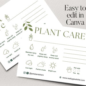 Plant Care Guide Card Template: Succulents, Herbs (canva Editable) - Etsy