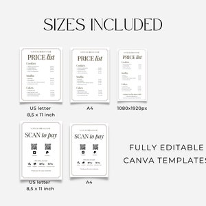 Bakery Price List & Scan to Pay Sign Template (editable Canva) - Etsy