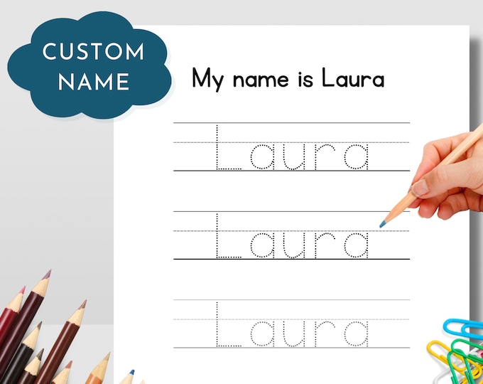 Name Trace Worksheet, Handwriting Practice, Printable for Pre Schoolers ...