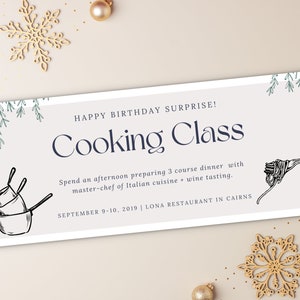 Cooking Class Gift Coupon, Editable Vourcher for Last Minute Present ...