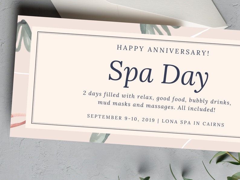 Editable Spa Day Gift Voucher Template: Printable Birthday Surprise ...