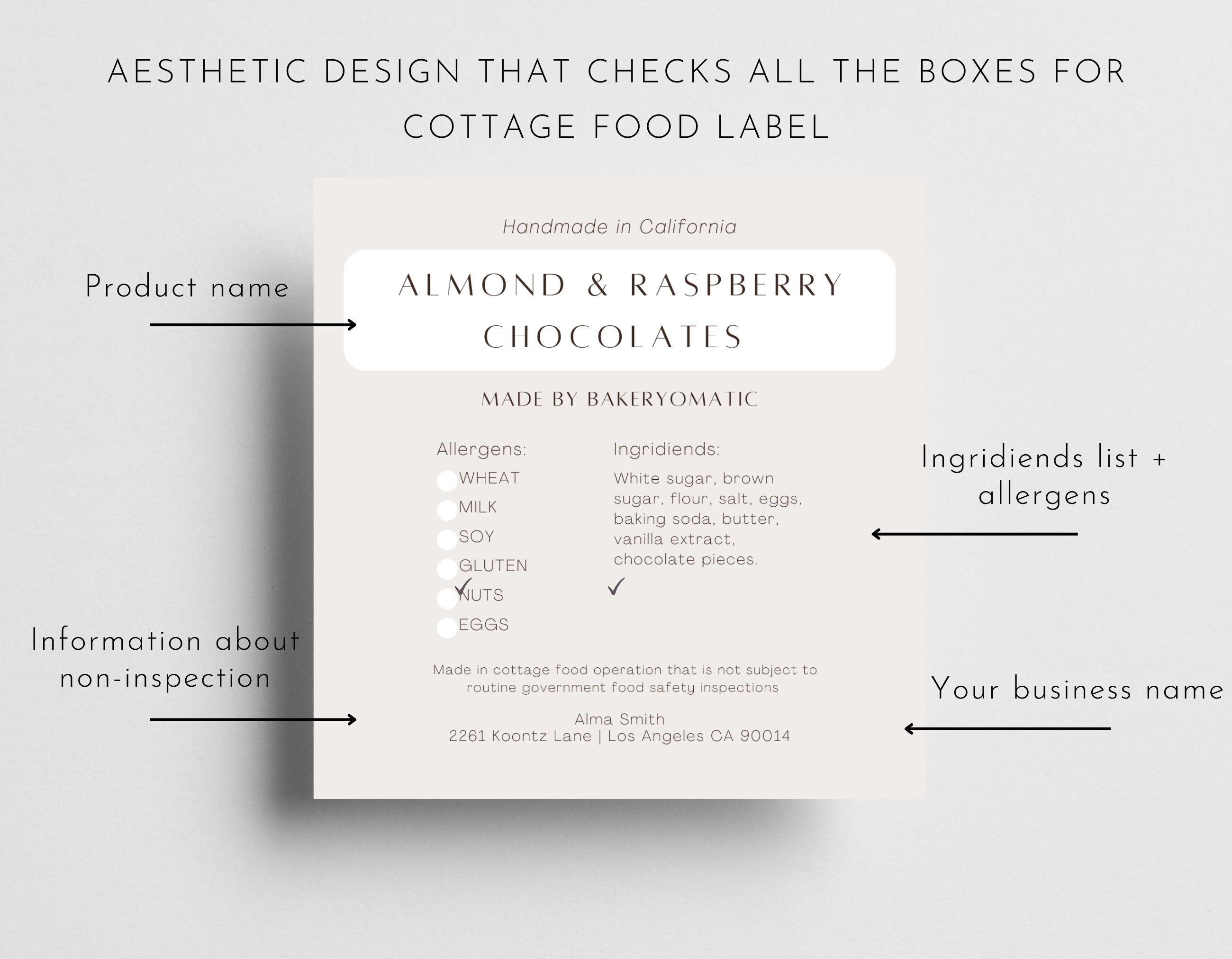Editable Food Label Template: Elegant Bakery Stickers (digital Download ...