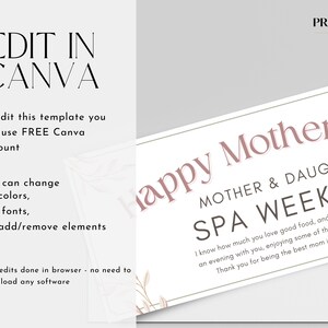 Mom's Favor Voucher Template Editable and Printable, Mum Gift Ticket ...