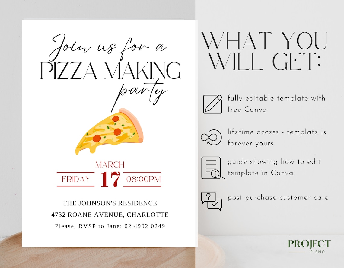 Editable Pizza Making Party Invitation Template Slice of Joy - Etsy