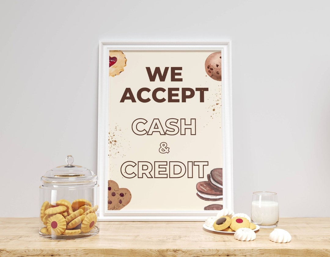 We Accept Cash and Credit Cards Sign, Cookie Booth Printable, Cookie ...