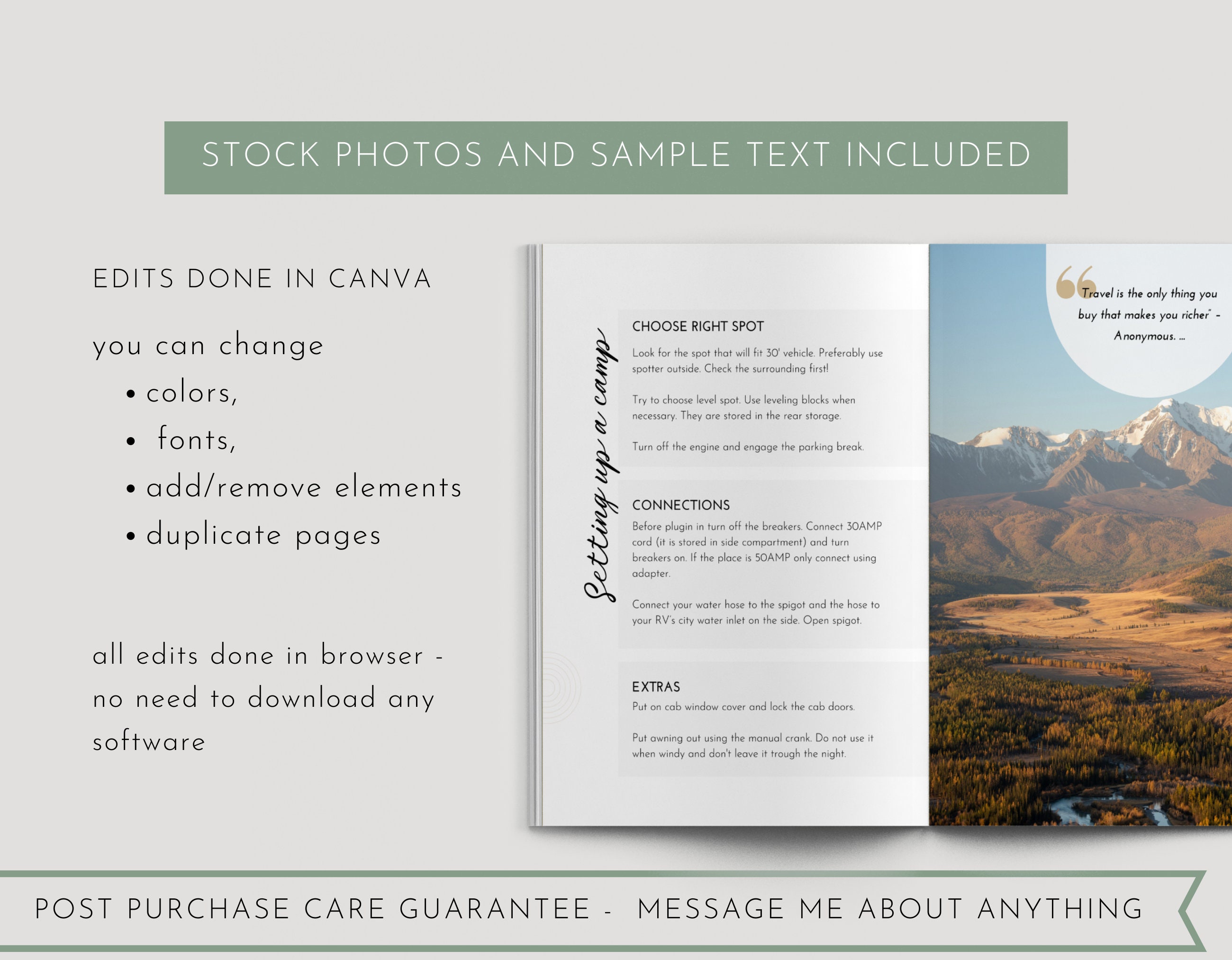 RV Rental Welcome Book Template, Camper Rental Guidebook, Booklet for ...