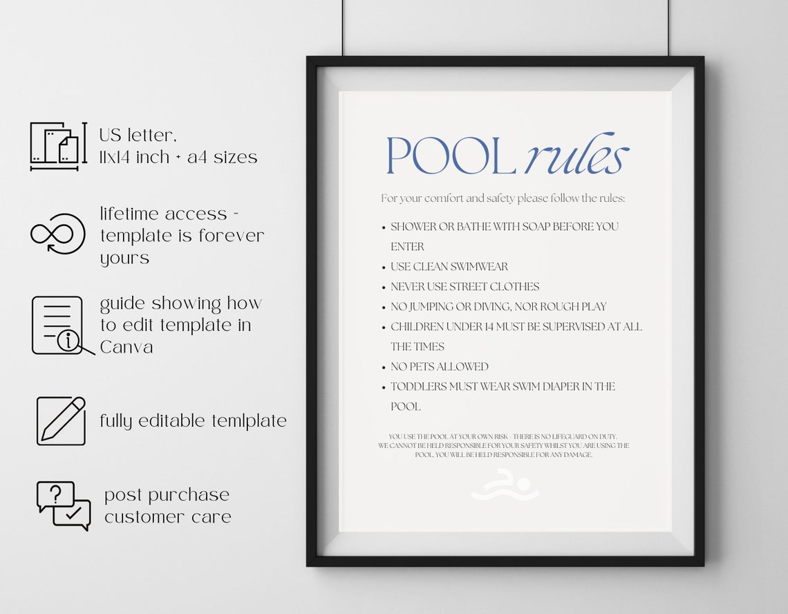 Hot Tub Sign for Aribnb Pool Rules Editable Template - Etsy