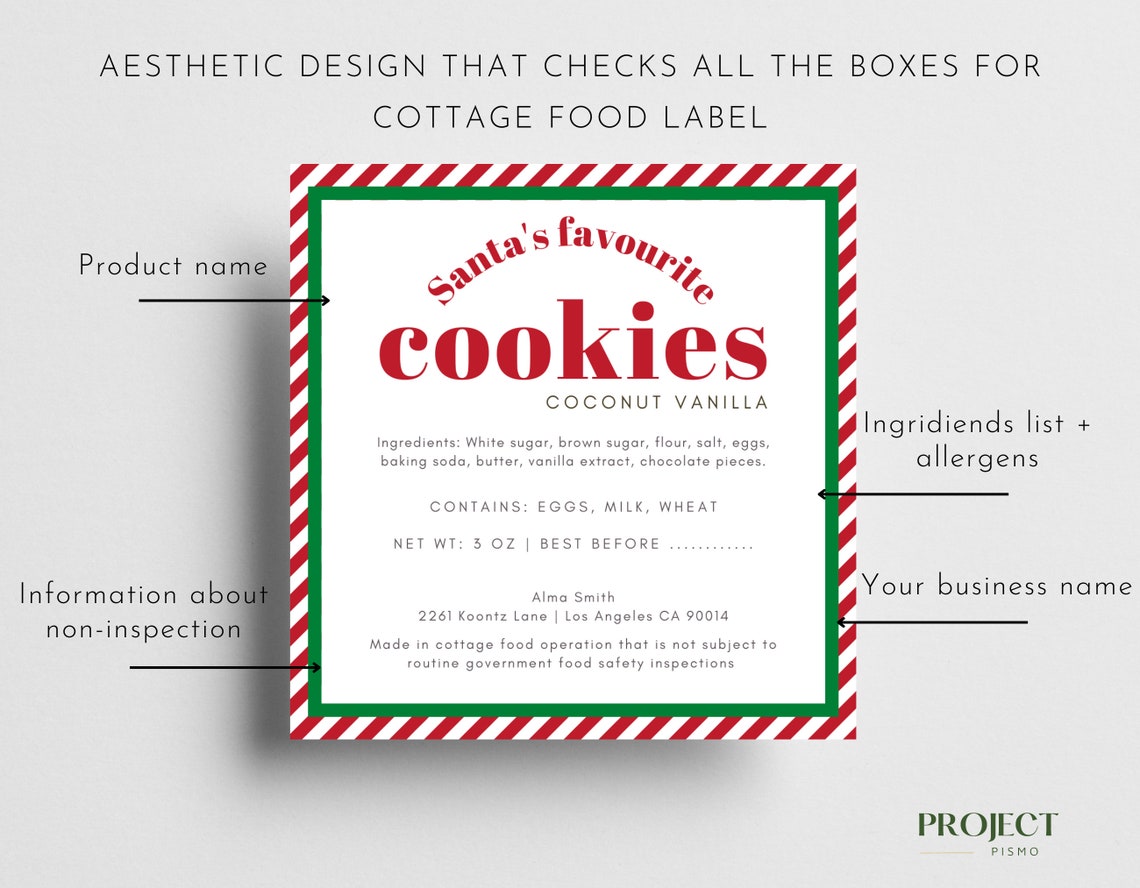 Christmas Cookies Square Label Muffins Cottage Law for Food - Etsy