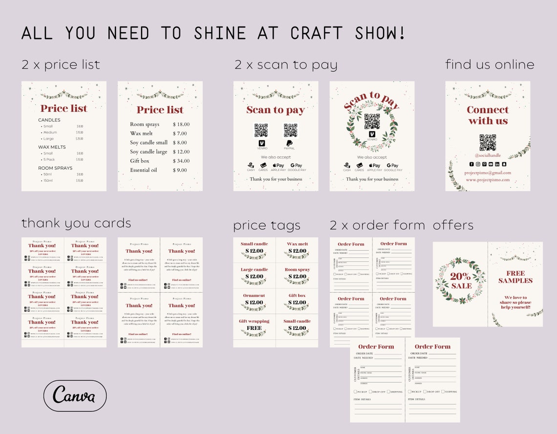 Craft Fair Display Signs Template for Holiday Market Show - Etsy
