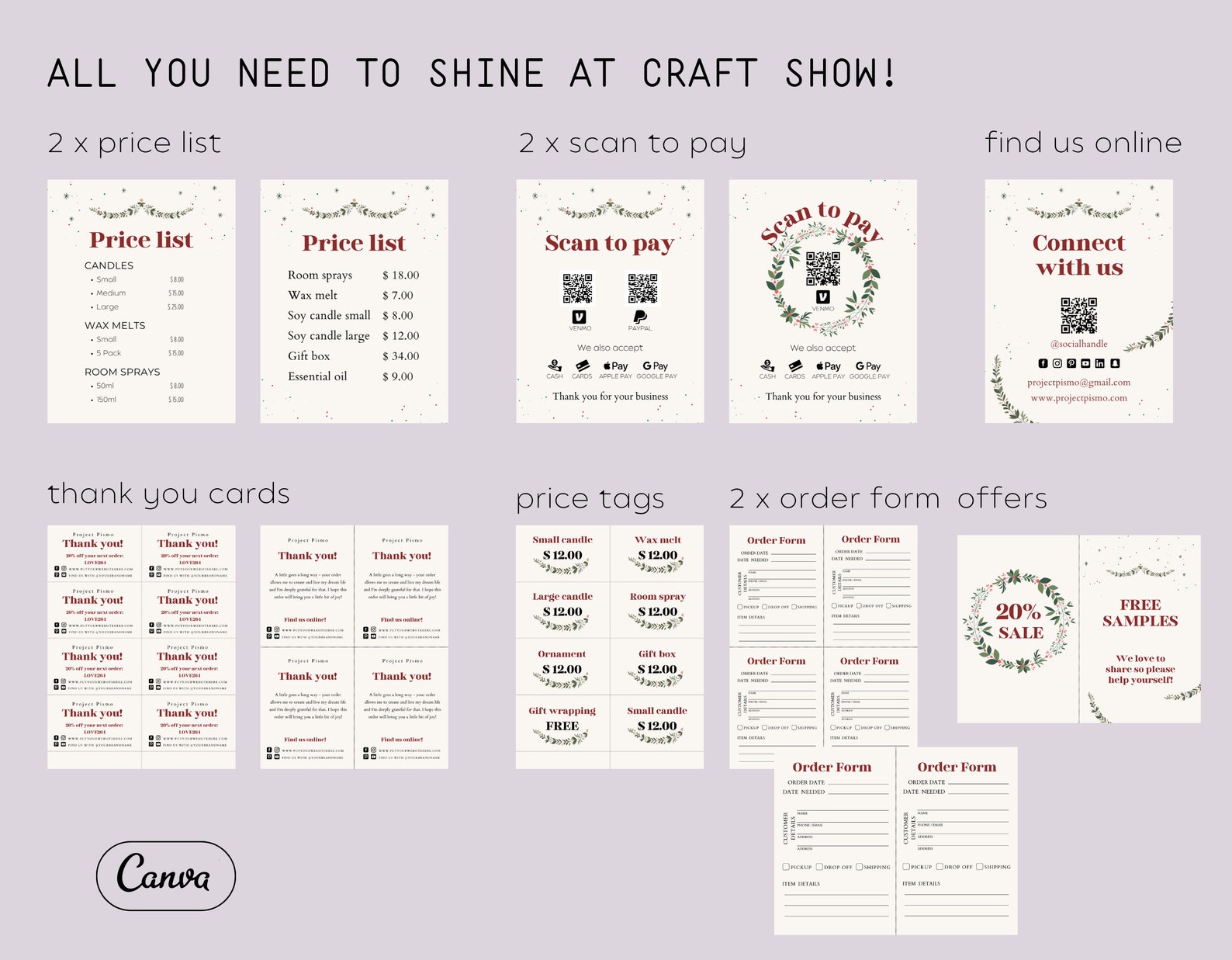 Craft Fair Display Signs Template for Holiday Market Show - Etsy