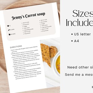 Printable Recipe Page Template, Farmhouse Recipe Book, Custom Family ...
