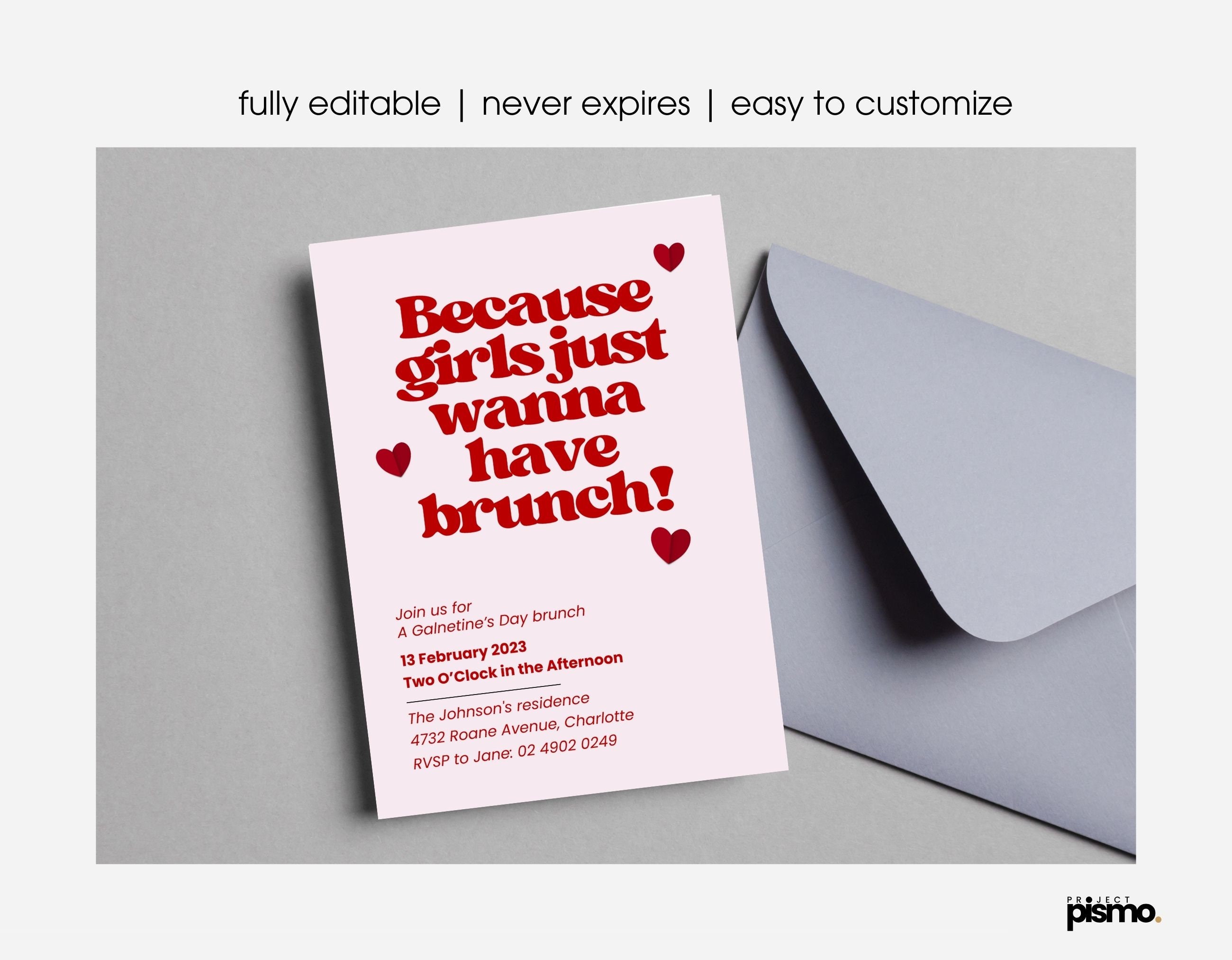 Girls Just Wanna Have Brunch - Funny Galentine’s Party Invitation ...