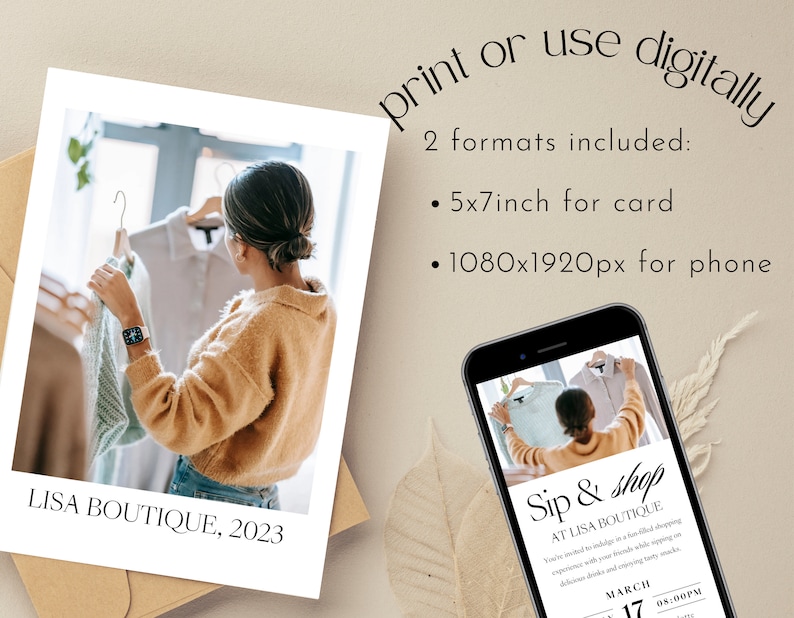 Sip and Shop Event Invite Canva Editable Template Editable - Etsy